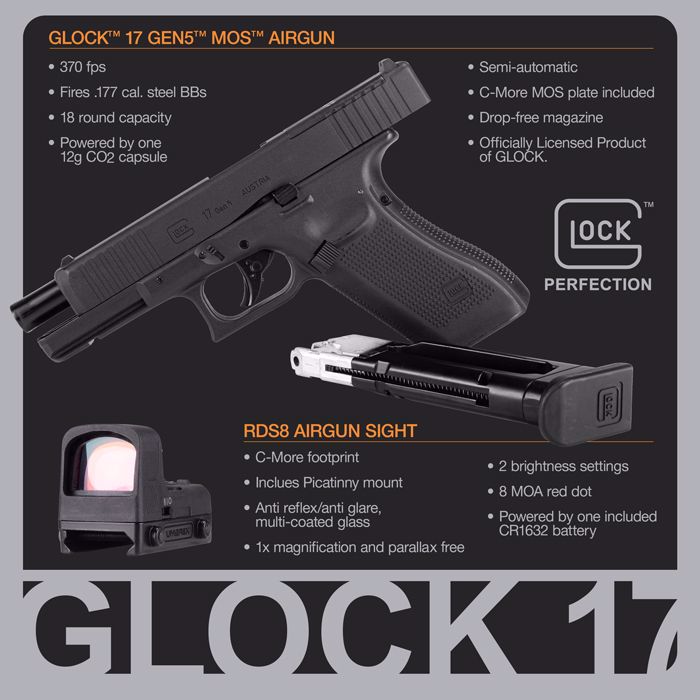 GLOCK 17 Gen 5 MOS BB Pistol with RDS8 Red Dot Optic | Umarex USA